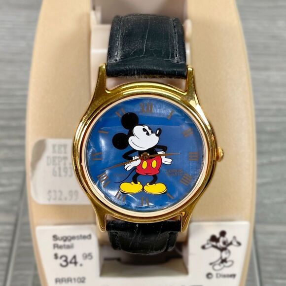 Disney | Accessories | Vintage Disney Lorus Watch Mickey Mouse Gold ...